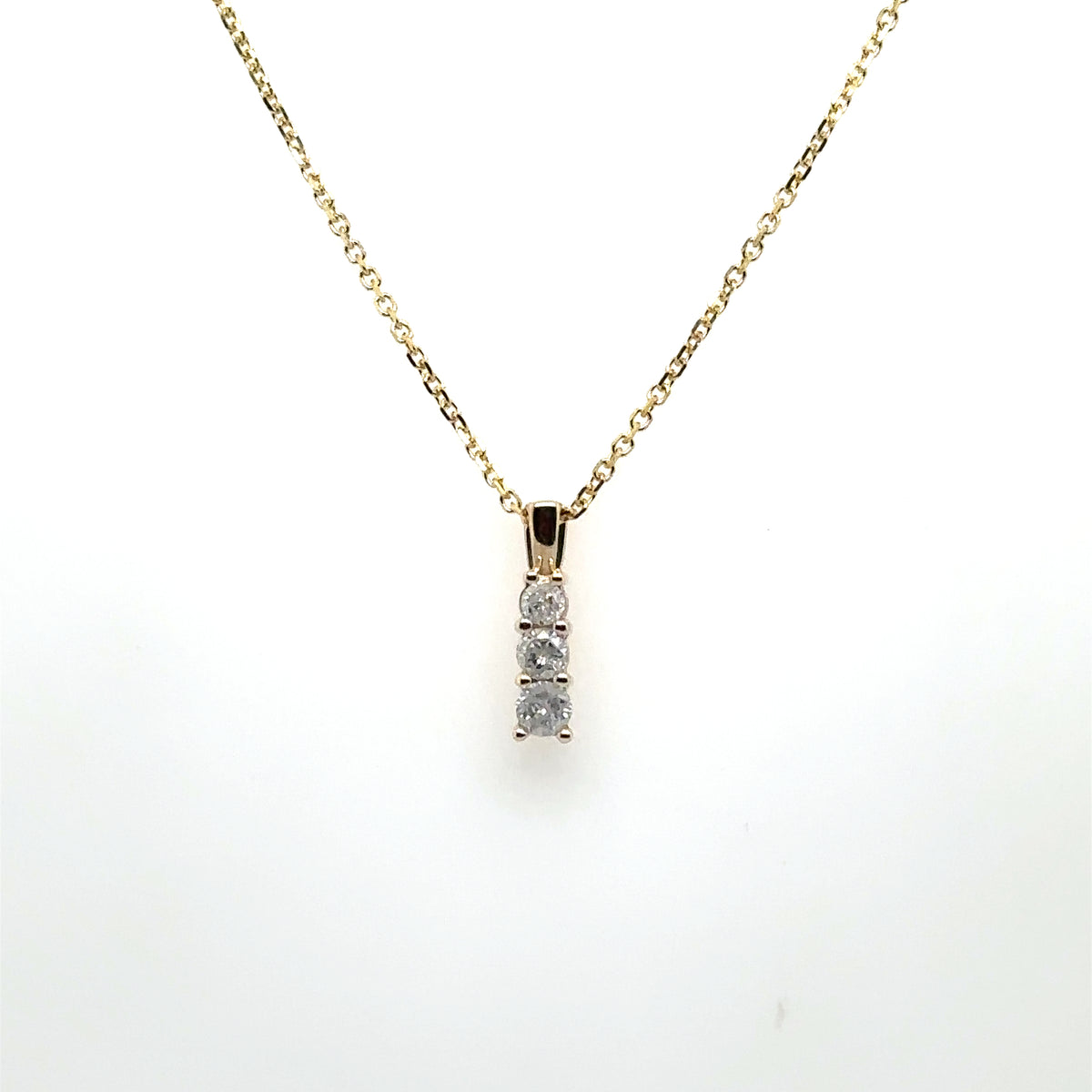 10KT Yellow Gold Past, Present & Future Necklace .15ctw 2.0 Grams ...